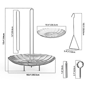 Onlyfire Chef Turkey Fryer Accessory Kit, Stainless Steel Chicken Holder with Handle Lifter Hook, Seasoning Injector, Drip Pan and Thermometer for Deep Fry Pot