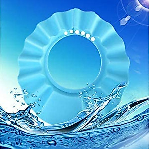 Baby Bathing Hat, Adjustable Shower Shampoo Cap, Shampoo Shower Bathing Protection Bath Cap Soft Adjustable Visor Hat for Toddler, Baby, Children (Blue)