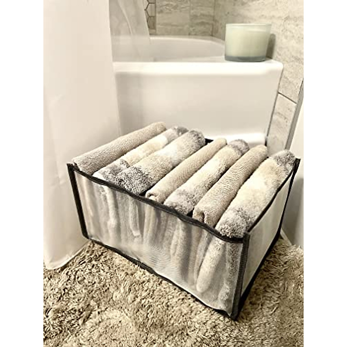 2PCS Wardrobe Clothes Closet Organizer Storage Baskets 7 Grid Foldable Drawer Mesh Separation Box For T-shirt, Legging, Skirts, Jeans, Kid Clothes