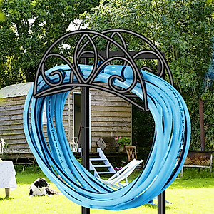 Garden Hose Holder with Hose Cover Detachable Water Hose Holder Sturdy Garden Hose Reel Decorative Free-standing Hose Hanger - 4 Solid Prongs for Outdoor Hose Storage- Fits 145- Feet of Hose