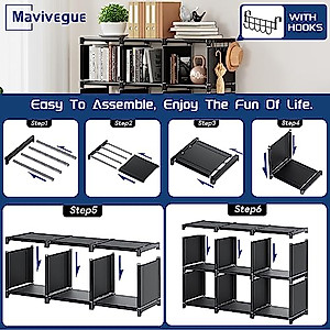 Mavivegue Book Shelf, 9 Cube Storage Organizer, DIY Bookcase, Metal Cube Bookshelf, Tall Book case for Bedroom, Living Room,Office, Closet Storage Organizer, Black Cubicle Storage Rack