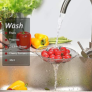 Hiware Extra Large Spider Strainer Skimmer Spoon for Frying and Cooking - Set of 3 Stainless Steel Wire Pasta Strainer with Long Handle, Professional Kitchen Skimmer Ladle - 13.8", 15" & 16.4"