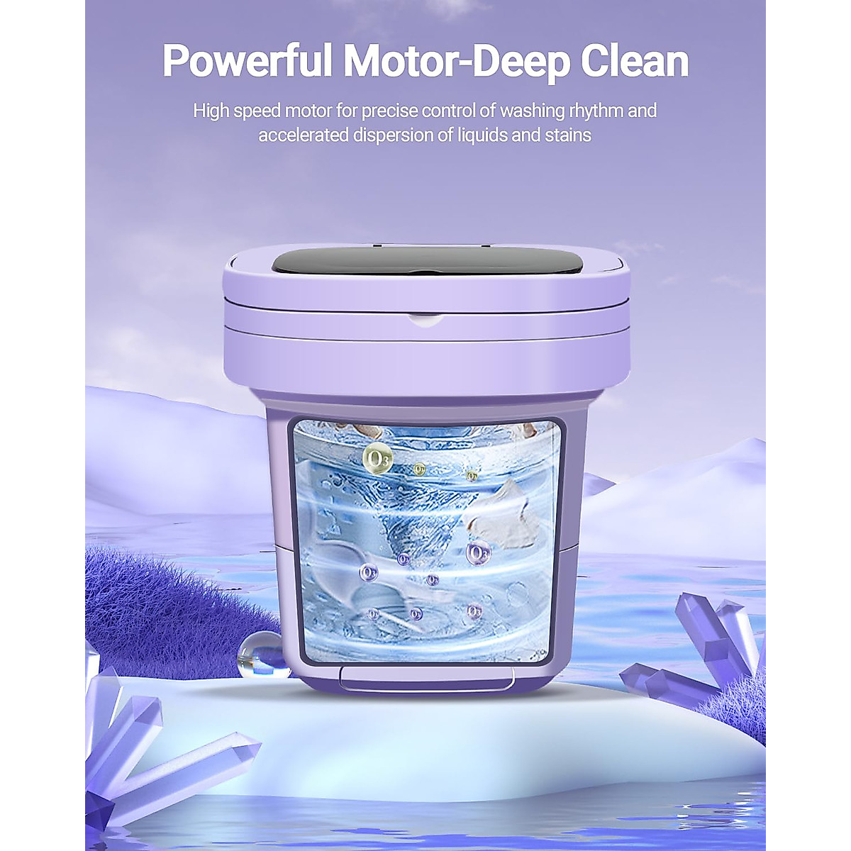 Portable Washing Machine, 11L Upgraded Large Capacity Mini Washer, Small Washing Machine for Apartments, Travel Laundry, Camping, RV, Dorm (Purple)