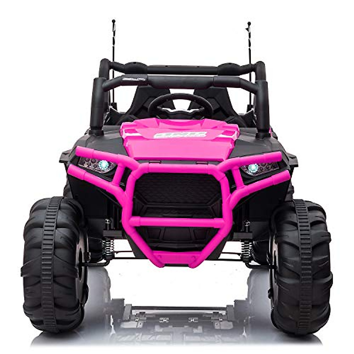 TOBBI 12V Electric Kids Ride-On Car SUV with MP3, 3 Speeds, LED Lights, 2.4G Remote Control, 4 Big Shock-Absorbing Tires, Gift,Rose Red