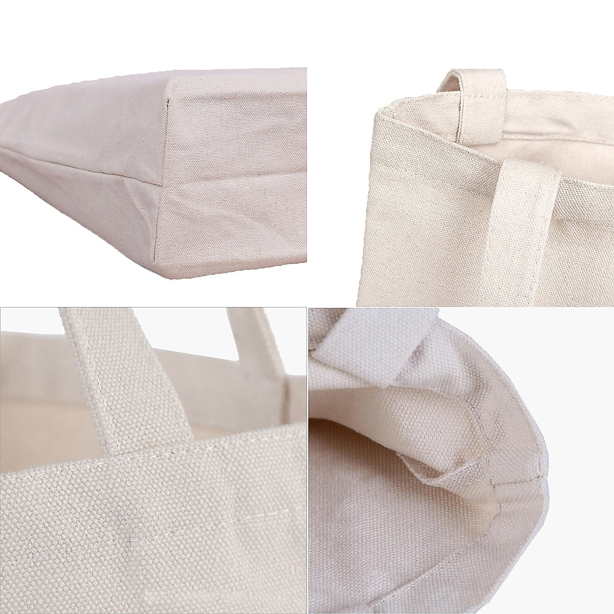 KERAYZE 1 PCS Canvas Bags Heavy Natural Canvas Tote Bags with Long Handles Grocery Bags (15.7" x 13.7" x 4", 12 oz)