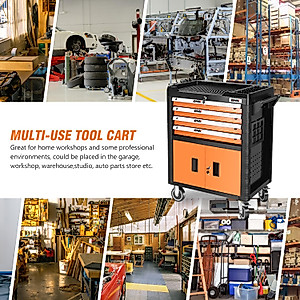 DNA MOTORING 4-Drawers Roller Tool Chest Cabinet with Casters, Locking System, Top Worktop, for Garage Warehouse Workshop, Orange, TOOLS-00402