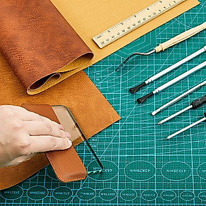 Remagr 2 Sets Leathercraft Glass Slicker for Burnishing Leather Burnisher Leather Burnishing Tool with Faux Leather Handle for Burnishing Leather Glass Block Leather Smoothing Techniques