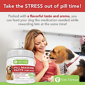 VET-VIRTUE Pill Masking Paste for Dogs, Bacon Flavor - Perfect Pet Medicine Treats to Hide Pills, Medication & Capsules, with Natural Ingredients & Packed with Flavor Dogs Love
