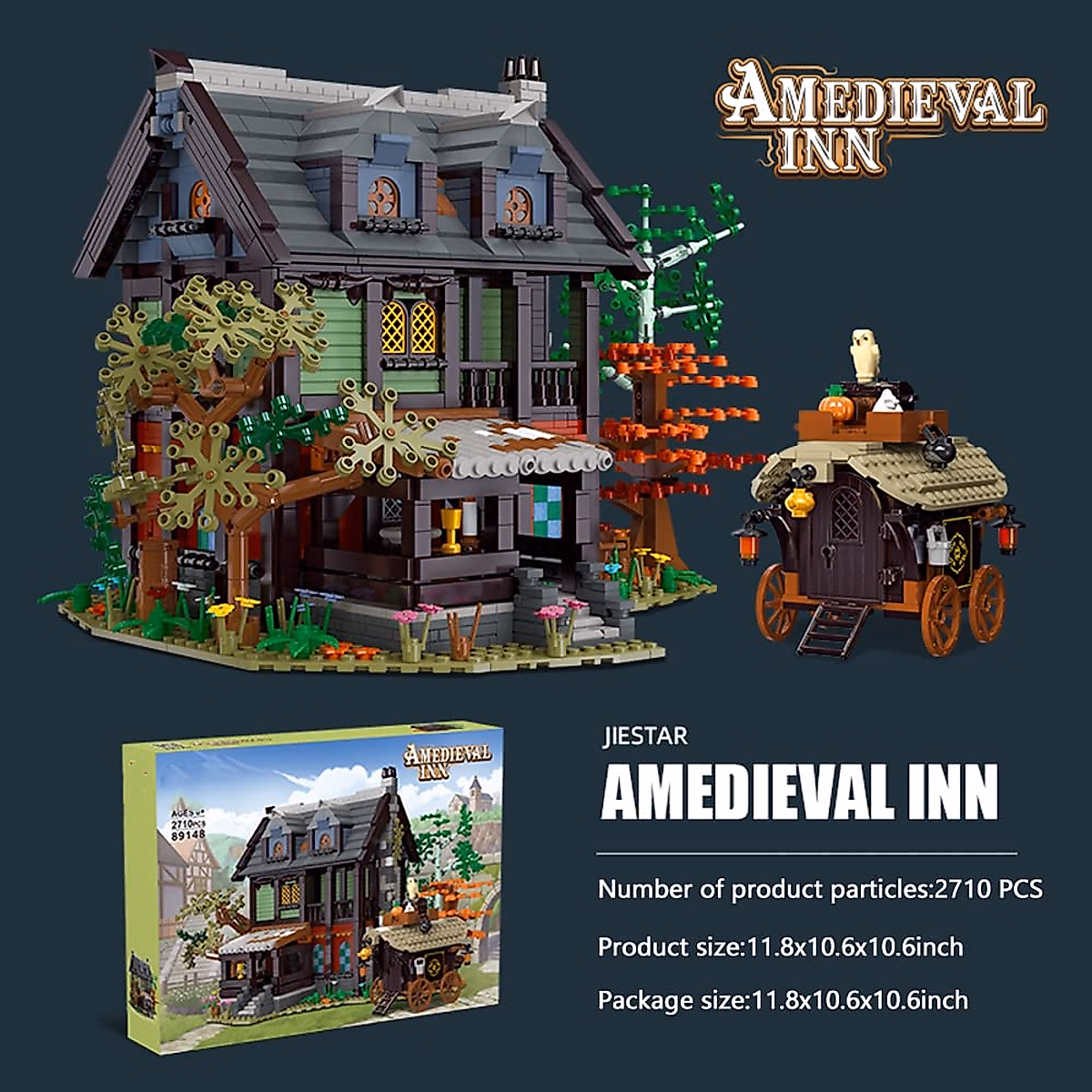 LOVEBRICK 2710 PCS a Frame Cabin Medieval inn Architecture Castle Building Blocks Set Model kit Toy MOC DIY Creative Kid Adult Collection Toy