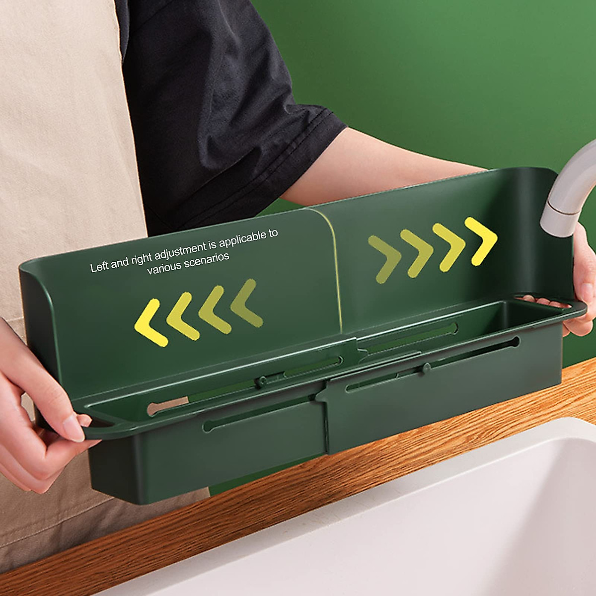 RXMORI Sink Splash Guard,Multifunctional Sink Flap Rack,Splash-Proof Retractable Storage Drain Basket,Expandable Plastic Sink Organizer Rack for Kitchen Bathroom