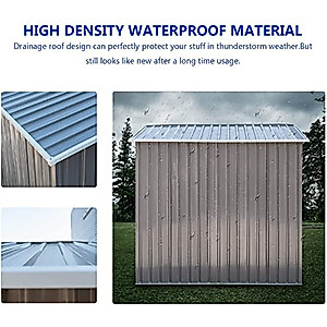 Arlopu 6 x 3.5 FT Outdoor Storage Shed, Metal Sheds with Sliding Doors and Vents, Waterproof Tool Storage Cabinet, Backyard Patio Lawn, for Bicycle, Garden Tool, Pet House, Utility Room (Light Grey)