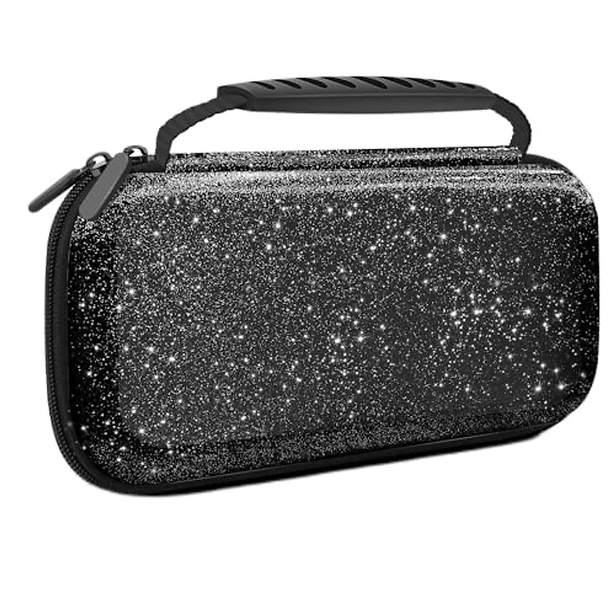 homicozy Glitter Carrying Case Compatible with Nintendo Switch OLED & Switch Console,Black Protective Hard Travel Case Shell Pouch for Nintendo Switch Console/Accessories,Switch Gaming Case for Girls