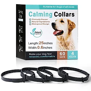 EON SNUGGLEMATES Calming Collar for Dogs 4 Packs Dog Pheromone Calm Collars Relief Anxiety Stress Separation Lasts 60 Days Relieve Bad Behavior 25 Inches Size Flexible Adjustable Dog