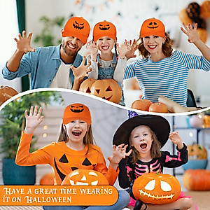 3 Pieces Halloween Pumpkin Baseball Caps Unisex Adjustable Embroidery Pumpkin Face Dad Hat Cotton Cute Trucker Cap(Orange)