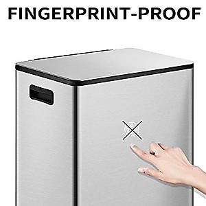 ToiletTree Products Stainless Steel Step Trash Can - 16 Gallon Garbage Bin with Soft Close Lid - Dual Compartment Waste Can with 30 Liters Capacity in Each - Recycling Bin