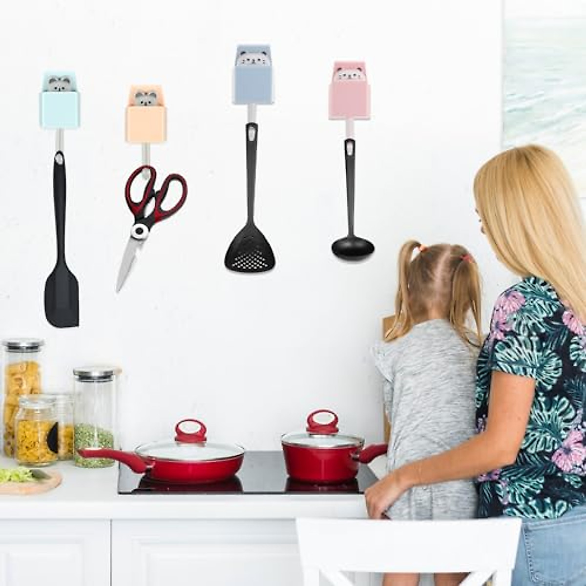 WY LIGHTING LEVEL 2Pcs Cute Cat Hook Creative Self-Adhesive Coat Hook Heavy Duty Wall Mounted Hook Room Decor Wall Hooks Utility Animal Hook for Keys Bag Scarf Hat Towel Key Holder Hanging Decoration