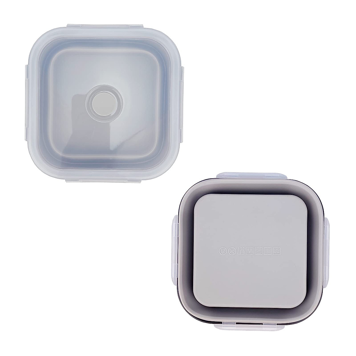 CARTINTS Large 1200ml Collapsible Bowls with Lids, Silicone Food Storage Containers, Space-Saving Meal Prep Containers For Kitchen and Outdoors Camping, Set of 3, Grey