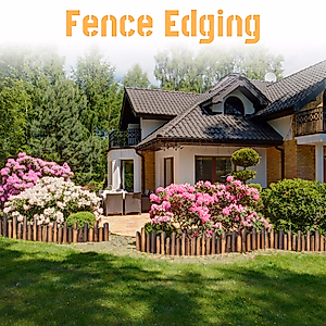 Gtouse Wooden Fence Edging, Garden Fencing Border, Wood Landscape Edging Border for Decorative Spring Garden Patio Pathway Courtyards Balconies Planting Fences