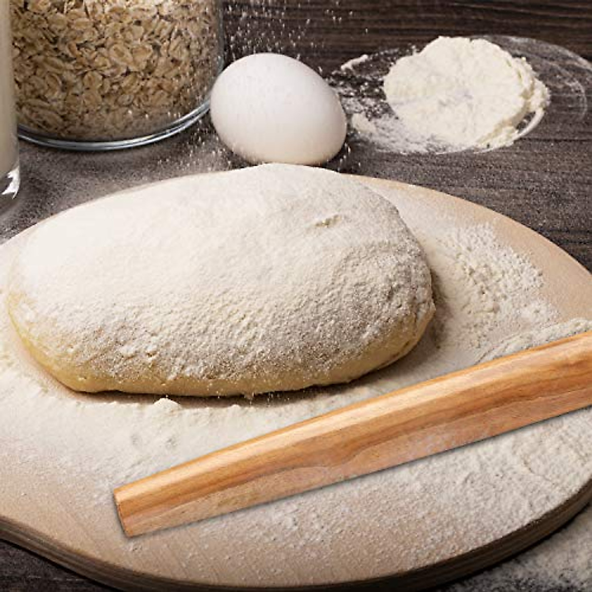 ALI UL HAQ French Rolling Pin Wood For Pizza Dough Pastry Baking Wooden Pizza Peel Kitchen Utensils Roller Pin Baking Essentials Pins Bakery Pin Rolling Handles Professional Baking Pin (French)