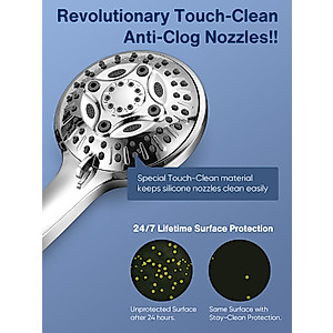 Heemli 12 Inch Rain Shower Head - High Pressure Shower Head, Dual Shower Heads with 8 Modes Handheld Spray Combo - Upgrade Extension Arm Height Adjustable, Chrome