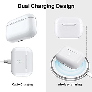 Rantuns Wireless Charging Case Compatible with AirPods Pro, for Airpods Pro Charger Replacement Cases, with Bluetooth Pairing Sync Button, 660 mAh Built-in Battery, Earbuds Not Included, White