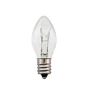 Creative Hobbies (25 Pack Night Light Bulbs, C7, Clear, Steady Burning, 4 Watt, Candelabra Base E12 (Chandelier Size Base)