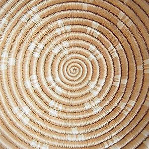 Small African Basket- Ntamba/Rwanda Basket/Woven Bowl/Sisal & Sweetgrass Basket/Tan, White