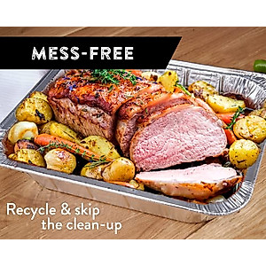 Aluminum Pans 9x13 (30-Pack) - EXTRA HEAVY DUTY - Durable Deep Half-Size Disposable Foil Tins for Grilling, Baking, Cooking, Roasting, Freezing, Serving Food & Lining Steam-Table Trays/Chafers