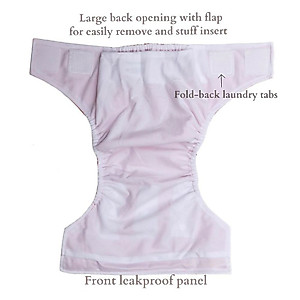 KaWaii Baby Pack of 12 Heavy Duty HD2 Cloth Diapers with 24 Premium 5-Layer Diaper Inserts, Leakproof, Reusable, Daycare Nappies, fits Babies 8-36 lbs