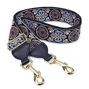 CLOUDMUSIC Handbag Strap Replacement Crossbody Strap Purse Strap for Women Girls(Embroidered Butterfly In Black)