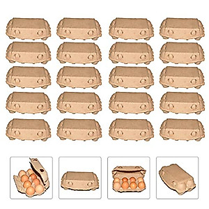 DOITOOL 20PCS Egg Cartons for Chicken Eggs 6 Counts Egg Crates for Farmers Market, Half Dozen Egg Cartons Natural Pulp Egg Cartons 6 for Chicken Eggs Storage