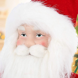 AGM 12" Santa Claus Christmas Figurine Figure Decoration with Gifts Bag and 2 Bells for Holiday Party Home Decoration