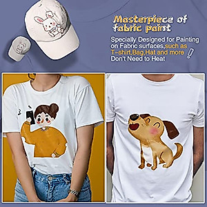 COLORFUL Fabric Paint Set for Clothes with 6 Brushes, 1 Palette, 12 Colors - Permanent Textile Paint Puffy Paint Kit for Shoes, Canvas - Non-Toxic Slick Painting Set for Adults, Beginner & Artists