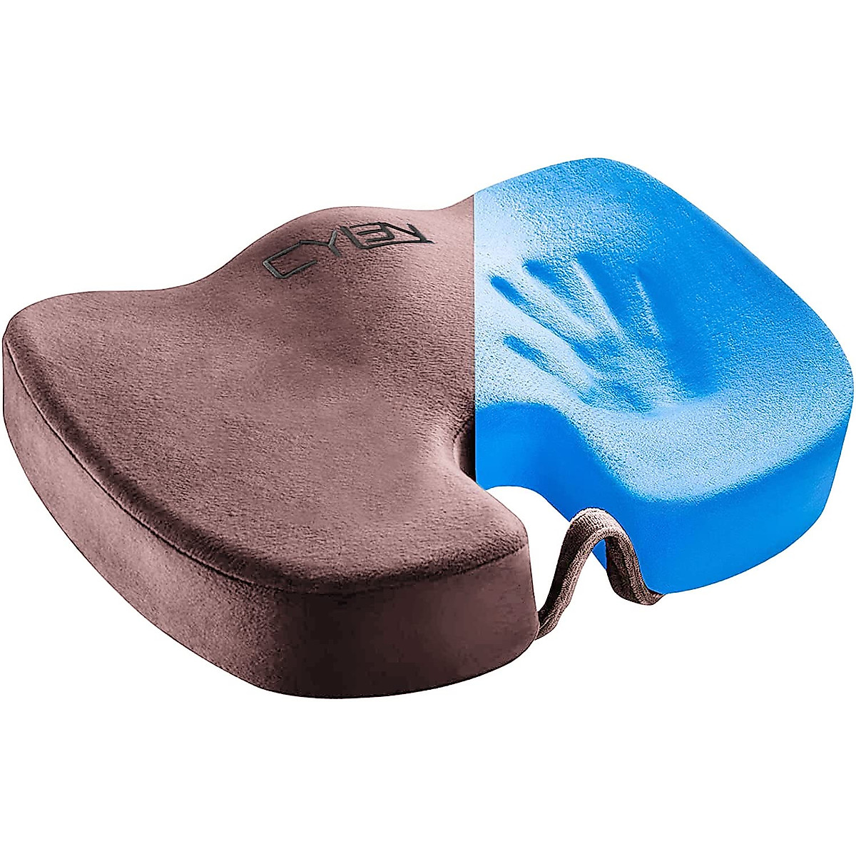 CYLEN Home Office Seat Cushion - Comfort Memory Foam Chair Cushion with Cooling Seat Cushion for Car and Wheel Chair - Washable & Breathable Cover (Brown)