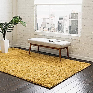 Rugs.com Everyday Shag Rug  –  Yellow 2x3  Shag Rug Perfect for Entryways, Kitchens, Breakfast Nooks and More