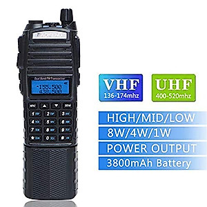BAOFENG UV-82 Plus 8W High Power Ham Radio 2M/70CM Portable Two Way Radio Dual PTT Handheld Amateur Radio with Extra 3800mAh Battery +771 Antenna（Pack of 2pcs Radios）
