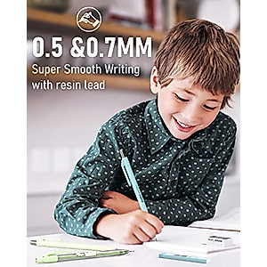 Nicpro 46PCS Aesthetic School Supplies With Big Capacity Pen Case, 26PCS Cute Pastel Mechanical Pencils 0.5 mm & 0.7 mm with 12 Tube HB Lead Refills, Erasers,Eraser Refills for Student Writing Drawing