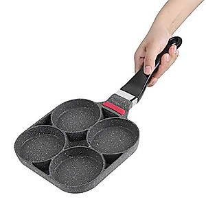 Household Kitchen Breakfast Pancake,Eye Pan Kitchen Breakfast Pancake Cooking Pan Aluminum Frying Pan Mold for Egg Hamburger with Handle(Open Flame)