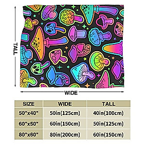 Trippy Mushroom Throw Blanket Soft Fleece Flannel Throws for Room Couch Bed Sofa Car