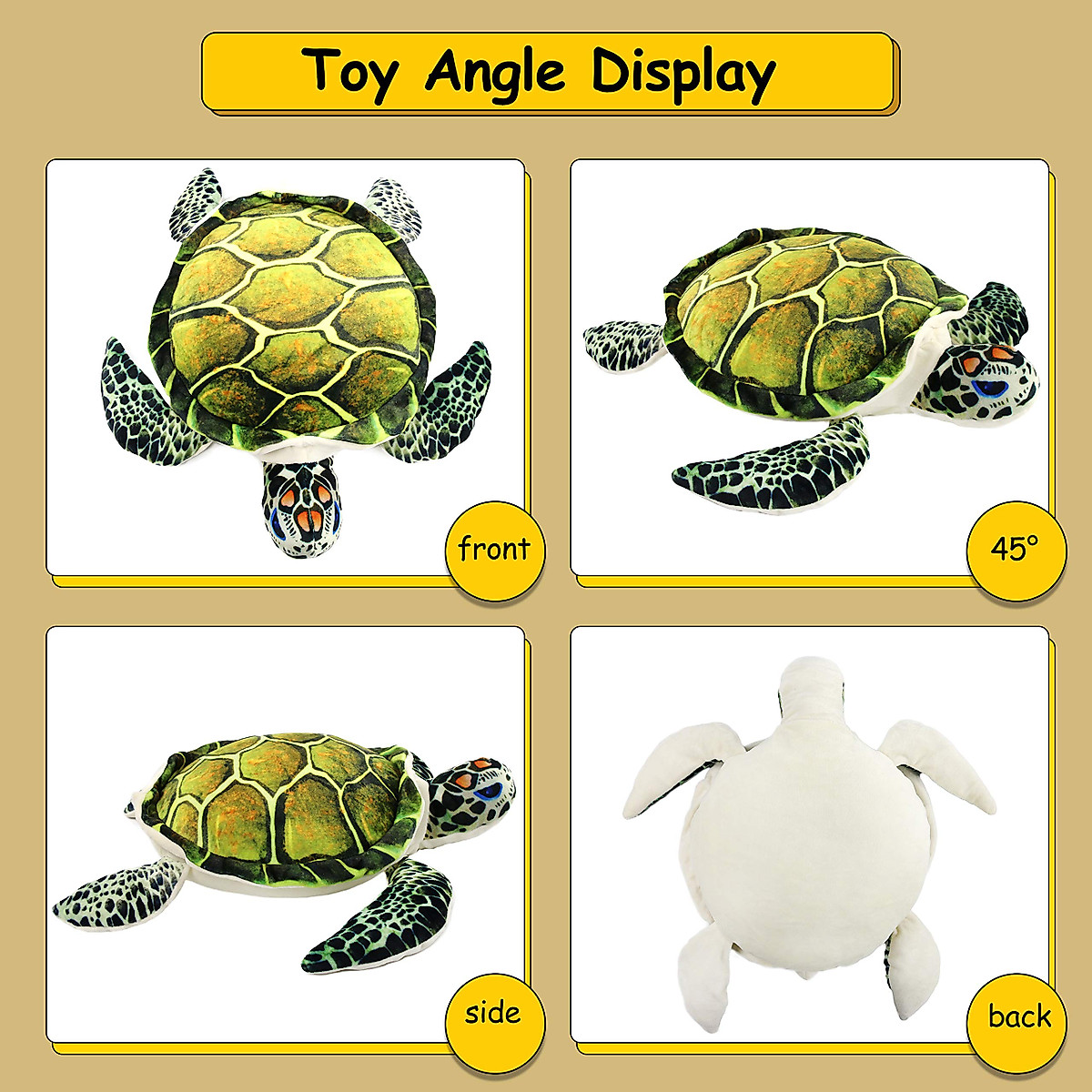 Athoinsu Realistic Stuffed Sea Turtle Soft Plush Toy Ocean Life Tortoise Throw Pillow Valentine's Day Birthday for Toddler Kids, 18''