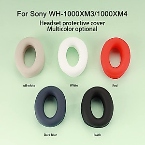 Adhiper Silicone Ear Pads Cover Protector for Sony WH-1000XM3/1000XM4 Headphone Cushions,Sweat-Proof and Washable Ear Cushions Cover for Sony WH-1000XM3/1000XM4(WH1000XM3/1000XM4) (Off White)