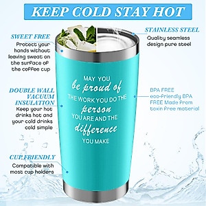 Lallisa 6 Pcs Employee Appreciation Gifts Thank You Gifts Inspirational Christmas Gifts for Coworkers May You Be Proud of the Work You Do Tumbler Cup for Nurse Teacher(Mint, Rose Gold)