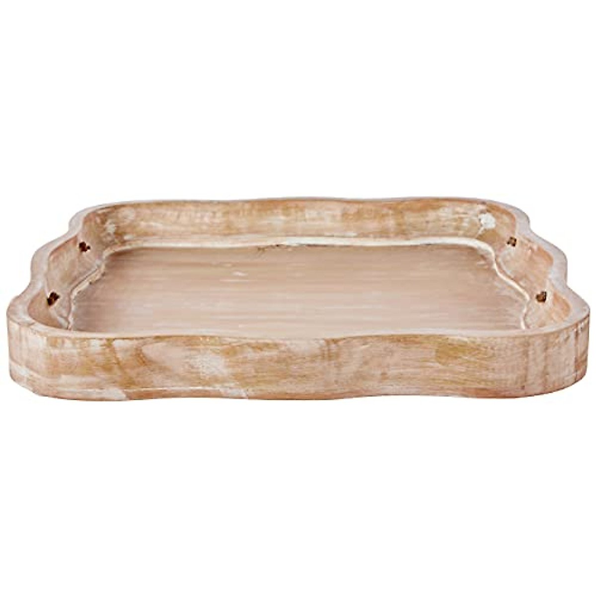 Mud Pie Scalloped Beaded Tray, 18" x 18", Brown