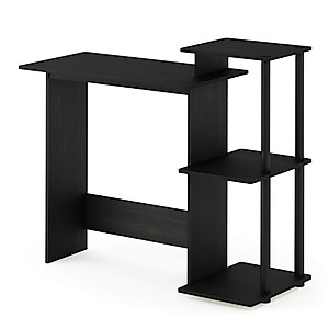 Furinno Efficient Home Laptop Notebook Computer Desk with Square Shelves, Americano/Black
