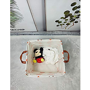 ASKETAM Square Canvas Collapsible Fabric Baby Toy Box Storage Bin Bedroom Decor Closet Kids Laundry Baskets Toy Organizer,Shelf Basket Nursery Storage,Gift Baskets(Fox Little Pine)