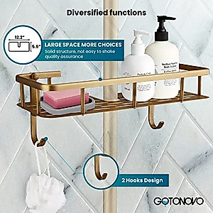 gotonovo Bathroom Shower Shelf Wall Mount Solid Brass Essential Shower Rack Single Pack One Layer Antique Brass Bathroom Shower Rack Basket Arm Mount Shower Storage