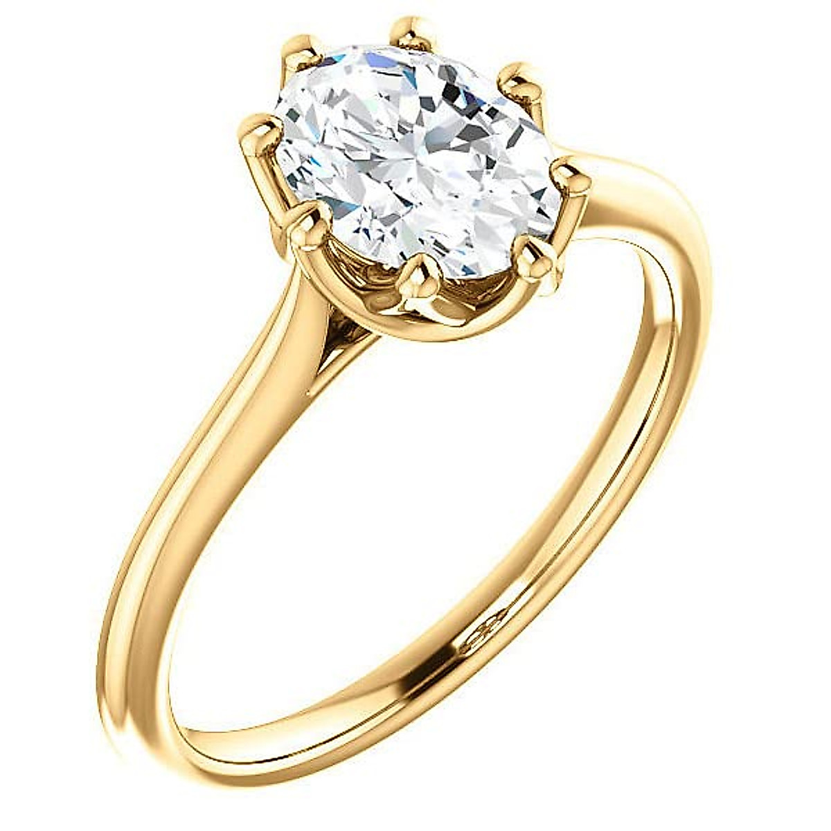 10K Solid Yellow Gold Handmade Engagement Ring 2 CT Oval Cut Moissanite Diamond Solitaire Wedding/Bridal Ring for Womens/Her Gorgeous Ring Sets (4)