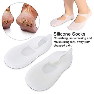 Silicone Sock, 1pair Crack-Proof Moisturizing Socks Protector Foot Care Tool Prevention Socks for Women with Breathable Hole for Dry Cracked Heel(L-02#)