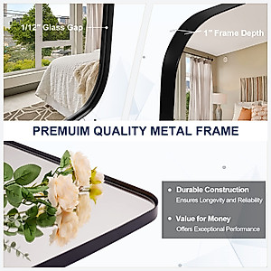 ANDY STAR Black Oval Mirrors for Bathroom, Large 24x40’’ Matte Black Metal Framed Oblong Wall Mirror, Modern Black Vanity Mirror in Stainless Steel Frame Wall Mount Horizontal or Vertical