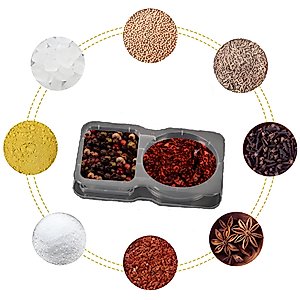Dual Compartment Containerfor for Condiment, Dip, Sauce, Sampling and Travel Snacks，Portable Reusable Sauce Container，5Pcs Double Compartment Condiment Containers with Lids